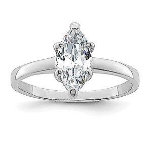 925 Sterling Silver Solitaire Marquise Cubic Zirconia CZ Engagement Ring Size 6
