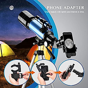 AOMEKIE Telescopes for Kids with K6/25 Eyepieces Telescopes for Astronomy Beginners and Adults with Adjustable Tripod 70mm Astronomical Telescopes with Phone Adapter Children's Day Gifts for Kids
