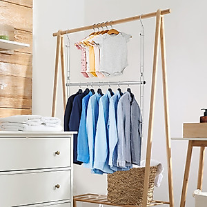 STARTOSTAR Closet Hanging Rod, Width and Height Adjustable Closet Extender Hanging Rod, Closet Hanging Organizer, Stainless Steel Double Closet Rod, Space-Saving Clothes Hanging Bar -1 Pack