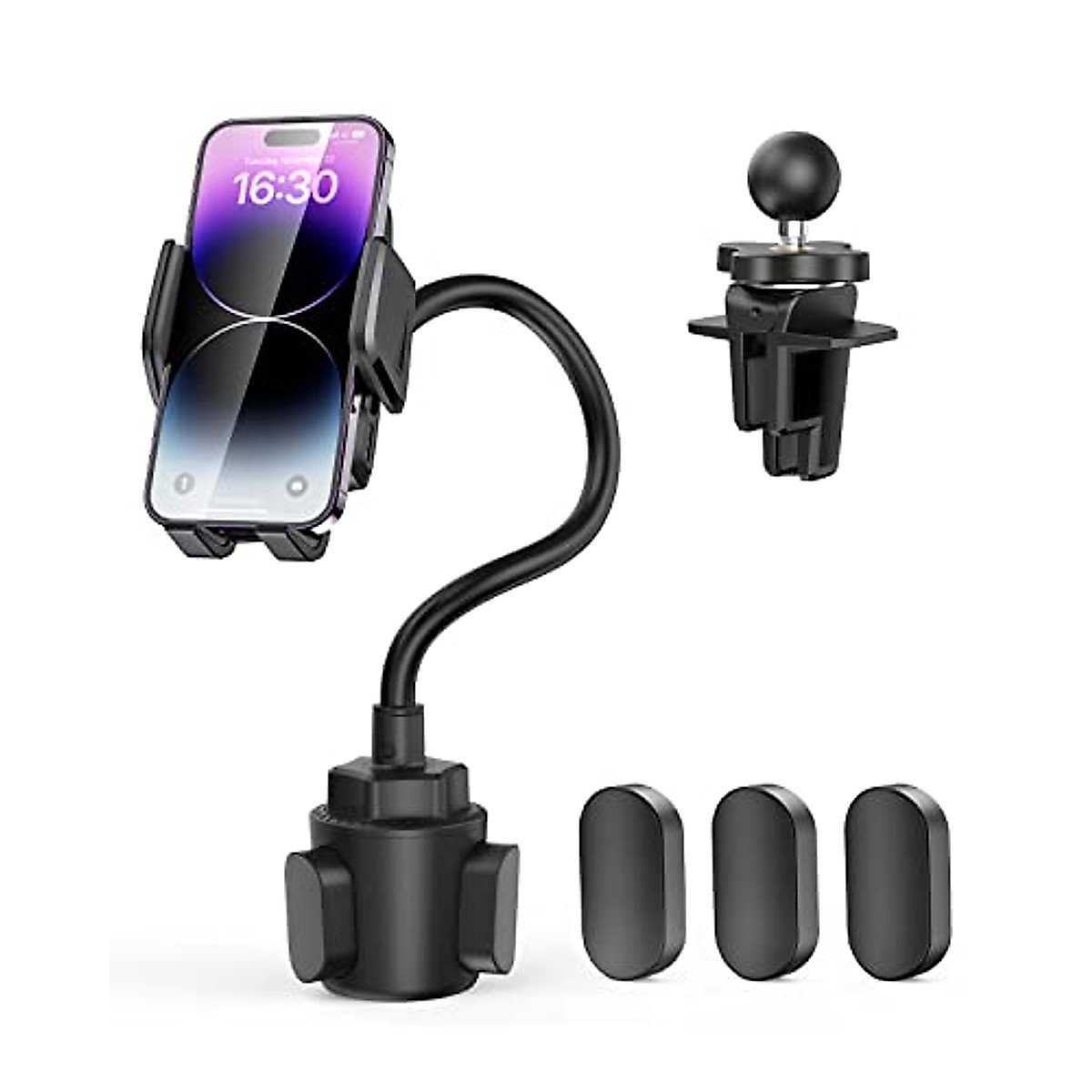 TECKNET Cup Holder Phone Mount for Car - Vent Clip with Cars, Trucks - Adjustable Gooseneck Cradles - Compatible with iPhone, Samsung, Google and Other 4''-7'' Cell Phones