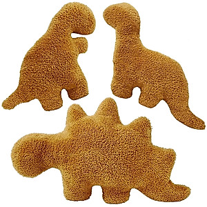 ULTHOOL 3PCS Dino Nugget Set Stegosaurus Brontosaurus Tyran rex Plush Toys, Dino Chicken Nugget Plushies Pillow, Creative Dinosaur Stuffed Animal Doll for Boys and Girls Birthdays Gift