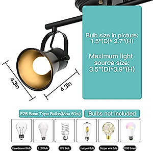 KEESFU 3-Light Track Lighting Kit,Black Semi Flush Mount Ceiling Light with 3 Rotatable Light Heads,Industrial Accent Lighting for Livingroom,Bathroom,Hallway,Art Wall,Bathroom,Kitchen.(3-Light)