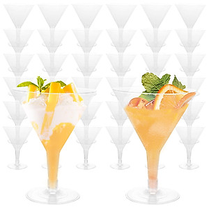 60Pcs Plastic Martini Glasses Disposable Margarita Glasses 6.4oz Plastic Cocktail Glasses Clear Coupe Glasses Party Champagne Glasses Cups for Weddings Party Bar, Birthday, Desserts, Ice Cream