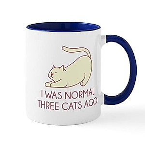 CafePress I Was Normal Three Cats Ago Mug Ceramic Coffee Mug, Tea Cup 11 oz