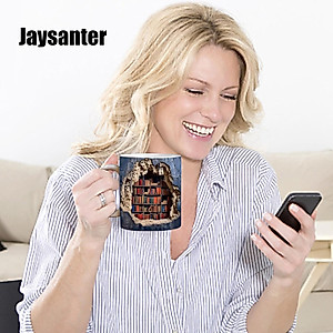 Jaysanter Visual Effect 3D Bookshelf Mug, Book Mug, Library Bookshelf Mug, Coffee Mug for Book Lovers Gifts, Creative Book Club Mug, Creative Space Design Multi-Purpose Ceramic Mug (Blue)