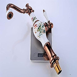 Kitchen & Bath Fixtures Taps Faucet,EuropUPC Gold Basin Faucet Rose Gold Retro Bathroom Hot and Cold Faucet