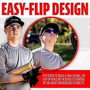 Franklin Sports Oval MLB WHT DLX FLIP-UP Sunglasses, White, 147mm