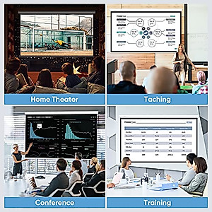 100'' HD Photon Projector Screen 16:9 - Auto-Locking Projection Screen for 4K 3D 1080P HD, ROCK4D Manual Projector Screen Pull Down for Home Cinema Theater Office Education Outdoor Indoor Movies