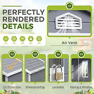 Greesum 6X4FT Resin Outdoor Storage Shed, All Weather Tool Room with Floor, Perfect for Storing Lawn Mowers, Garden Tools, Patio Furniture, Bicycles, Grey