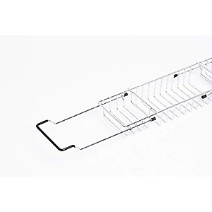 Basicwise Expandable Metal Bathtub Caddy with, Rubber Handles, Chrome (QI003491)