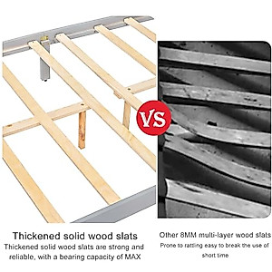 Full Size Bed Frame with 2 Drawers, Full Bed Frame with Storage, Wooden Platform Bed Frame with Headboard, Noise Free, No Box Spring Needed for Teens Adults Bedroom (Gray)