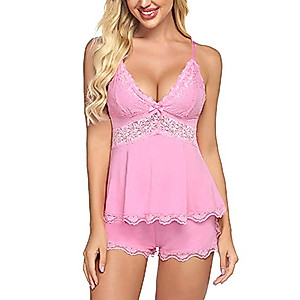 Avidlove Women's Pajama Set Sleeveless Sleepwear Pjs Sets Ladies 2-Piece Nightwear Pink L
