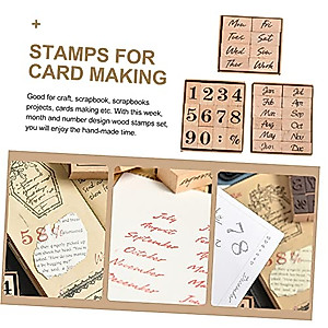 Wooden 32pcs Week Month Stamp Rubber Signet Month Rubber Planner Card Wooden Stamps Scrapbook Small Wooden Stamps Week Stamps Number Stamps Wood Crafts Account Month