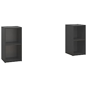 vidaXL TV Stand 2 Pcs, TV Stand for Living Room, Sideboard with Storage, TV Console Media Unit Cupboard, Modern Style, Gray Engineered Wood