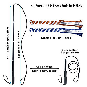 ASOCEA Dog Extendable Teaser Wand Pet Flirt Stick Pole Puppy Chasing Tail Interactive Toy for Small Medium Large Dogs Training Playing Exercise