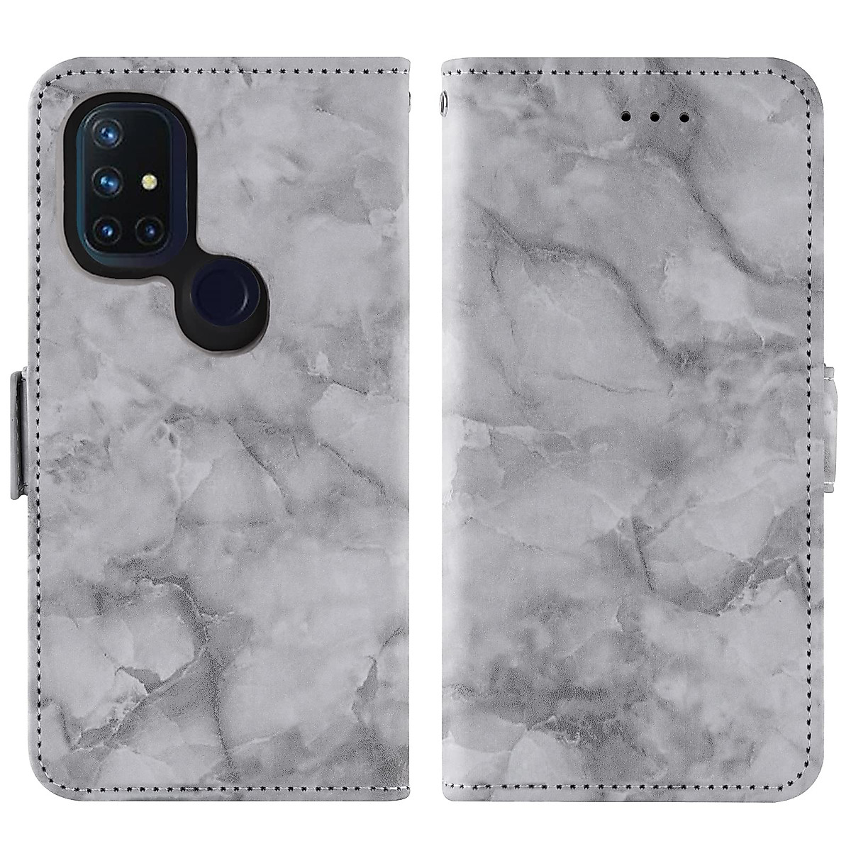 Asuwish Phone Case for OnePlus Nord N10 5G with Tempered Glass Screen Protector and Marble Wallet Cover Flip Card Holder Slot Stand Cell One Plus N 10 G5 1 Plus 10N 1plus One+ 1+ N105G Women Men Black