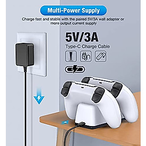 PS5 Controller Charging Station for Playstation 5 Dualsense Controller with Dual Stand Charger Dock, Upgrade PS5 Controller Charger Accessories Incl. Fast Charging Cable, PS5 Charging Station White