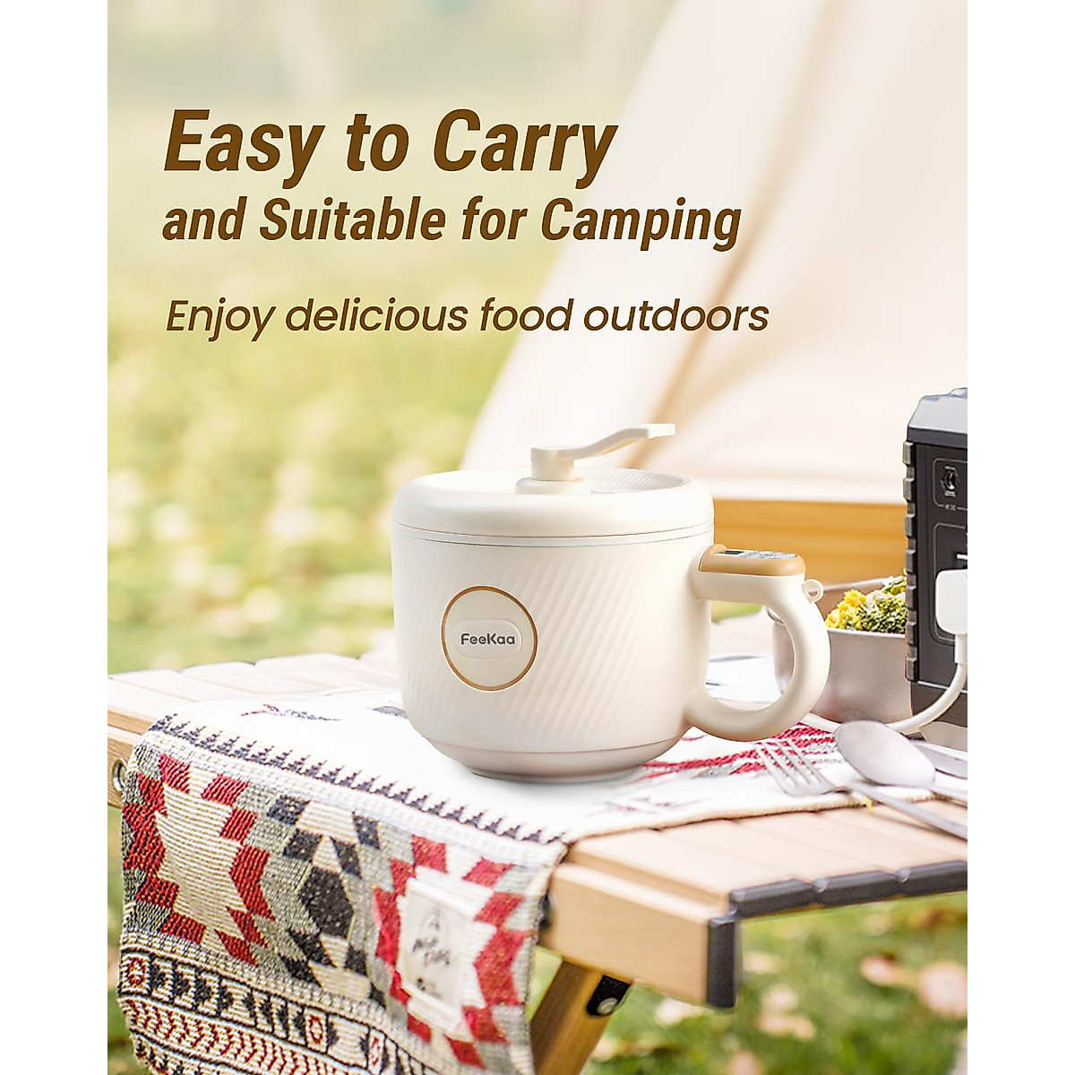 Feekaa Rice Cooker, Poetable Rice Cooker Small 1.2L, Mini Removable Electric Rice Cooker for 1-2 people, 6 Modes Rice Cooker for White Rice, Brown Rice, Stew, Ramen, Porridge, Hot Pot