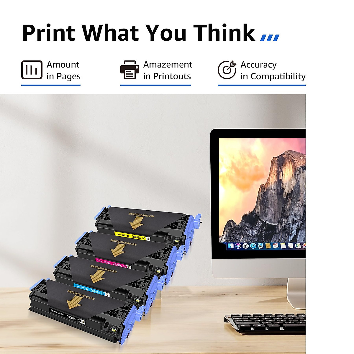 CMYBabee Compatible Toner Cartridge Replacement for HP 124A Q6000A Q6001A Q6002A Q6003A Color 1600 2600n 2605dn 2605dtn CM1015 CM1017 MFP Printer (Black, Cyan, Yellow, Magenta, 4-Pack)