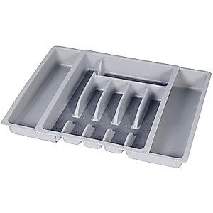 Expandable Utensil Drawer Organizer - Modern Cutlery Organizer in Drawer with Dividers - 8 Compartments Kitchen Silverware Drawer Organizer Tray for Utensils and Flatware