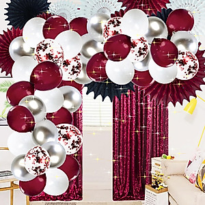 Graduation Party Decorations Maroon Silver 2024/Burgundy Graduation Decorations Class of 2024 Burgundy White Silver Balloons Maroon Silver Balloons 60Pcs Burgundy Silver Birthday Wedding