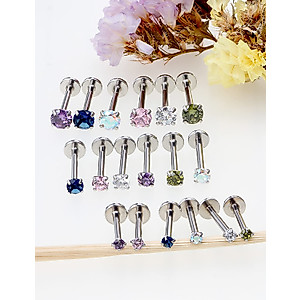 Vsnnsns 16G Lip Rings Stainless Steel Clear Cubic Zirconia Labret Monroe Lip Rings Nail Cartilage Tragus Helix Earrings Studs Ring Medusa Piercing Jewelry for Women Men 10mm