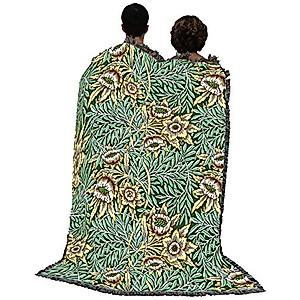 Pure Country Weavers William Morris Tulip and Willow Bay Blanket - Arts & Crafts - Gift Tapestry Throw Woven from Cotton - Made in The USA (72x54)