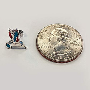 Turquoise Gemstone Humming Bird Southwestern Style 925 Sterling Silver Post Back Stud Earrings for Women