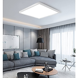 LED Flush Mount Ceiling Light Fixture, 5000K Daylight White, 12inch 24W, 3200LM, Slim Flat Panel Lighting Fixture, Square Modern Ceiling Lamp for Bedroom, Kitchen, Living Room, Closet, Stairwell