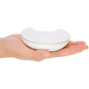 2 Pieces Gold Trim Ceramic Spoon Rest for kitchen,4 Inches Spoon Holder for Stove Top Spatula Holder, Coffee Spoon Rest Cradle, Kitchen Utensils Accessories (White)