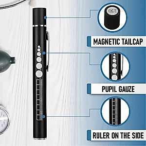 First Lifesaver Dual Beam LED Penlight for Nurses, Doctors, and Medical Professionals, Check Pupil Response, Ear, Nose, and Throat, Slim USB Rechargeable Flashlight (2 Black)