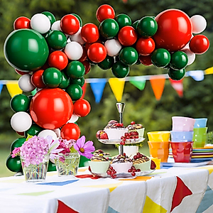 Red Green and White Balloon Garland for Birthday Baby Shower Wedding Graduation Christmas Party Decoration