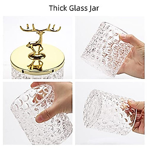 Tbestmax Glass Qtip Holder, 2 Pcs Clear Apothecary Jars with Lid for Cotton Ball, Cotton Swab, Restroom Bathroom Organizers and Storage Containers