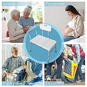 Winado Tub Transfer Bench for Bathtub with Backrest & Padded Armrest, Supports up to 330 lbs Aluminium Alloy Bath Chair Seat, White