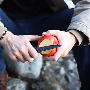 DFACKTO Interceptor 3.5 Inch Paring Knife for Kitchen and Camping, Stonewashed High Carbon Stainless Steel, Tactical G10 Handle, Black, BBQ, Cooking Utensil for Travel