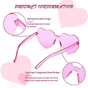 LUCKYCHRIS 14 Pairs Pink Heart Sunglasses for Women Transparent Heart Shaped Sunglasses Bulk Fun Sunglasses Pack for Party Favor