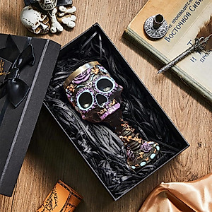 Novelty Skull Wine Goblet Gothic Ossuary Palm Skull Skeletal Bones Armor Wine Cup Resin Body Goblet Drinking Cup Party Drinkware Halloween Decor Accessories for Party (Skull Purple)