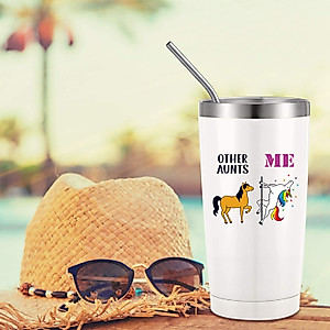 Patelai Other Aunts Me Unicorn Mug, Best Aunt Gift for Auntie, Favorite Aunticorn from Niece, Nephew, Funny Aunts Gifts for Birthday, Christmas, Mother's Day, 20 oz Mug Tumbler with Gift Box (White)