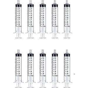 100 Pack 10ml Syringe Without Needle, Graduated Oral Medication Syringes for Labs, Measuring Liquids, Feeding Meds, Watering, refilling, Home Care
