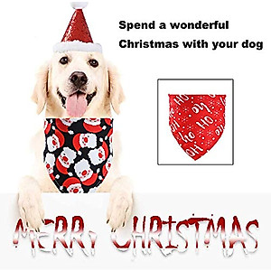 YUDANSI Christmas Dog Bandanas Hat Set, Red Dog Triangle Scarf Dog Costumes Headwear, Christmas Pet Bibs for Dog, 3 Pack Dog Christmas Party Outfit, Gift for Small Medium Large Dogs(Santa Snowflake)