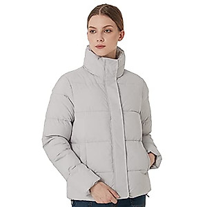 ROYAL MATRIX Women's Cropped Puffer Jacket Winter Lightweight puffer jacket Short Warm puffy Jacket (Grey, Medium)