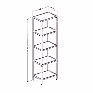 South Shore City Life 4-Shelf Narrow Bookcase, Pure Black