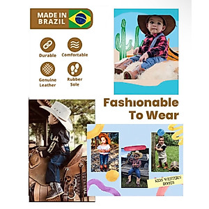 King USA Texas Real leather Western Boots - Infant Toddler Boys Girls Cowboy Cowgirl Zipper Boots with Rubber Soles 2C