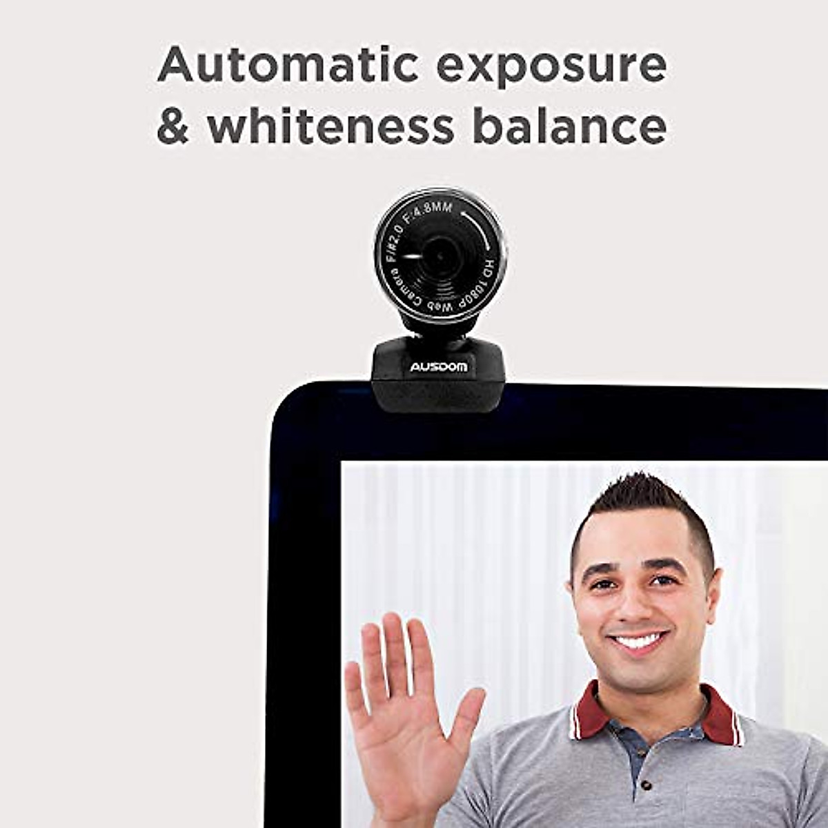AUSDOM Full HD 1080P Wide Angle View Webcam with Anti-Distortion, AW615 USB Computer Camera,90-Degree FOV, auto Low-Light Correction, Plug and Play for Zoom/Skype/Teams,Conferencing and Video Calling