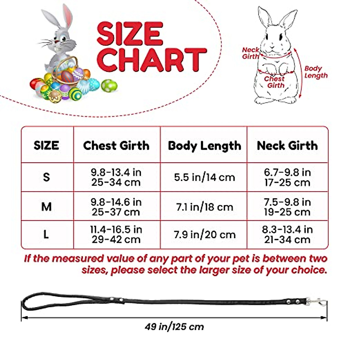 Rabbit Harness and Leash Bunny Stuff Rabbit Walking Harness Bunny Leash and Harness Small Bunny Essentials Bunny Rabbit Harness with Leash for Kitten Puppy Small Pets Walking (Red, Medium)