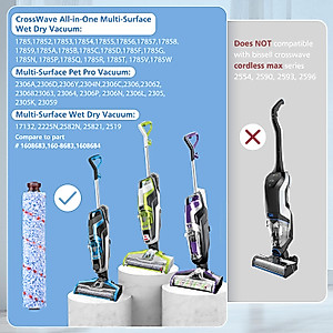 JORAIR Replacements Compatible with Bissell CrossWave, 3 Multi-Surface Brush Roll 1868 + 3 Vacuum Filter 1866 Vacuum Filter, Compare to Part 1608683, 160-8683, 1608684