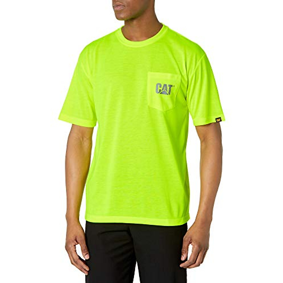 Caterpillar Men's Big and Tall Trademark Pocket T-Shirt (Regular and Big & Tall Sizes), Hi-Vis Yellow, X Large