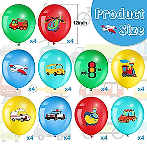 40 Pack Transportation Party Balloons Decorations Traffic Balloons Vehicle Latex Balloons Transport Party Supplies for Boys Kids Baby Shower Birthday Decoration