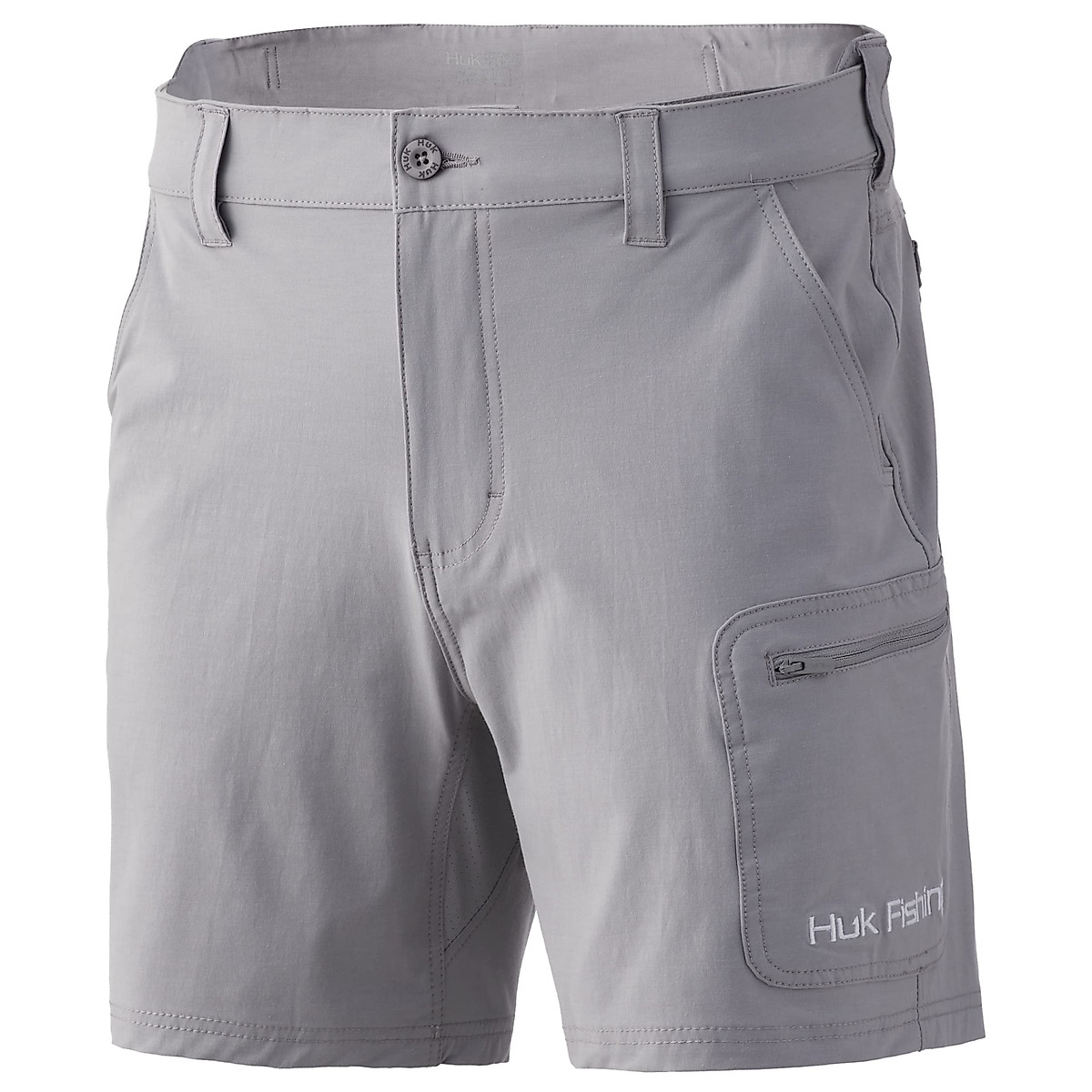 HUK Men's Standard Next Level Quick-Drying Performance Fishing Shorts, Overcast Grey, Large