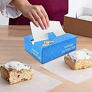 [500 Pack] Interfolded Food and Deli Dry Wrap Wax Paper Sheets with Dispenser Box, Bakery Pick Up Tissues, 6 x 10.75 Inch